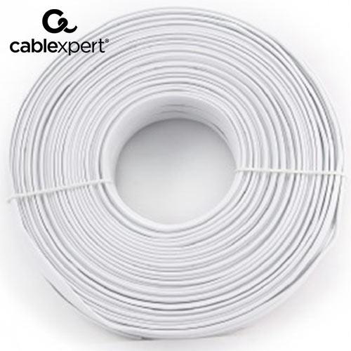 CABLEXPERT FLAT TELEPHONE CABLE STRANDED WIRE 100m WHITE 4 WIRES ...