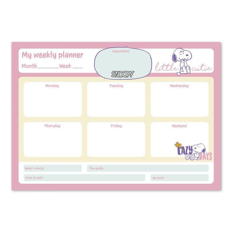 Εβδομαδιαίο Πλάνο Μπλοκ A4/21Χ29 εκ. SNOOPY 29X42 (Α3) Κόμικς ...