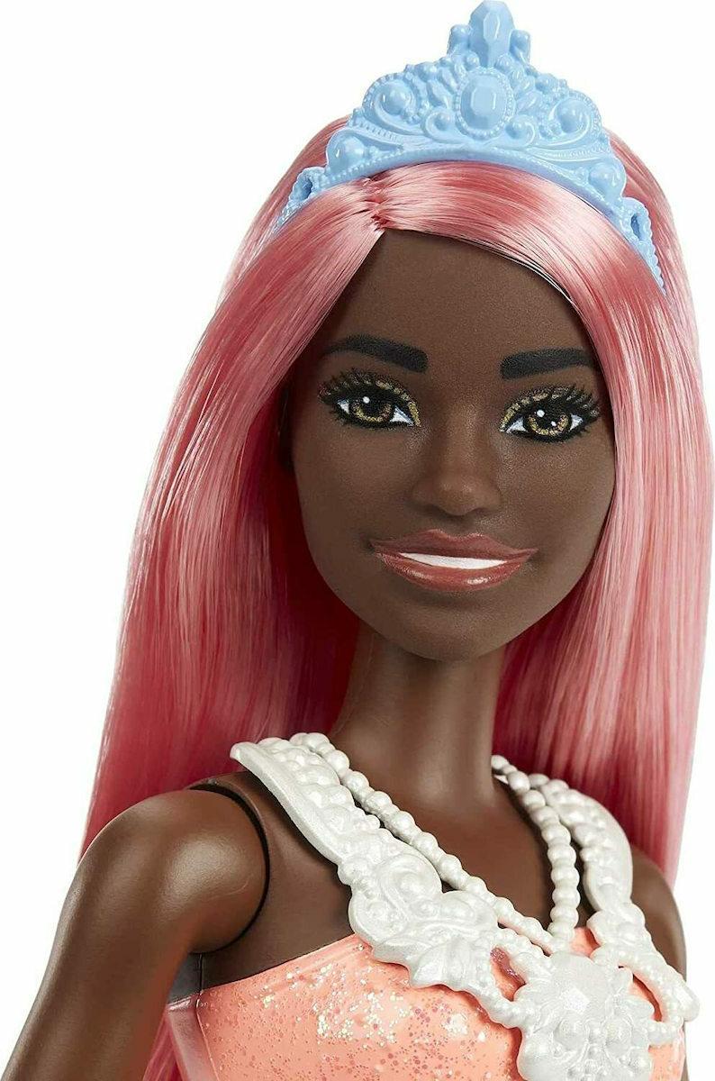 Mattel Barbie Dreamtopia: Princess Dark Skin Doll with Light-Pink Hair ...